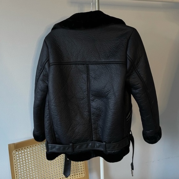 H&M | Jackets & Coats | Hm Aviator Jacket Faux Leather Biker Jacket ...